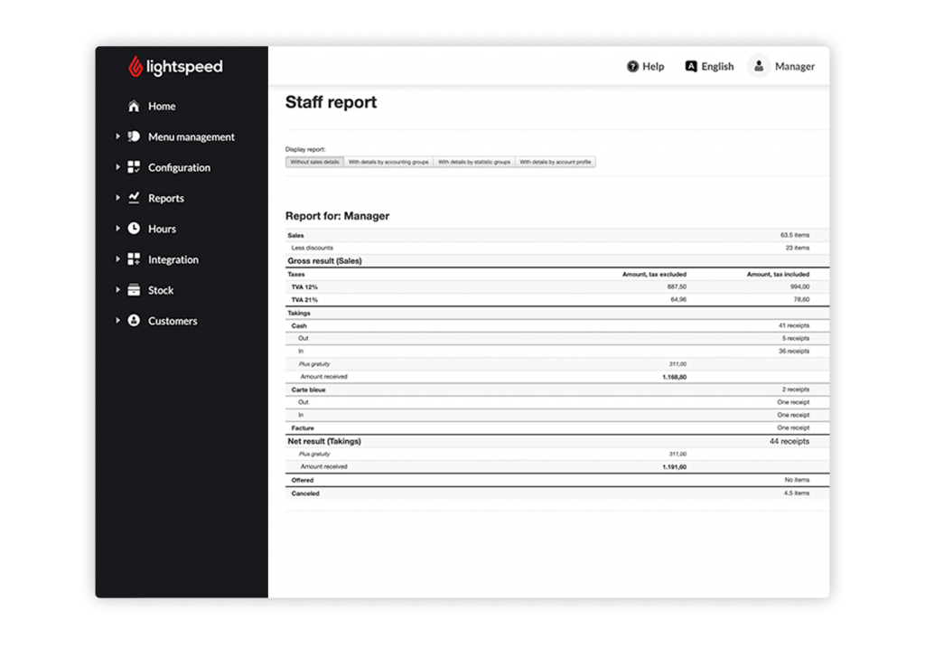 A POS with smart restaurant reporting - Lightspeed